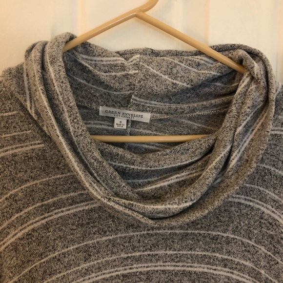 Green Envelope | Sweaters | Slouchy Striped Grey Cowl Neck Sweater ...